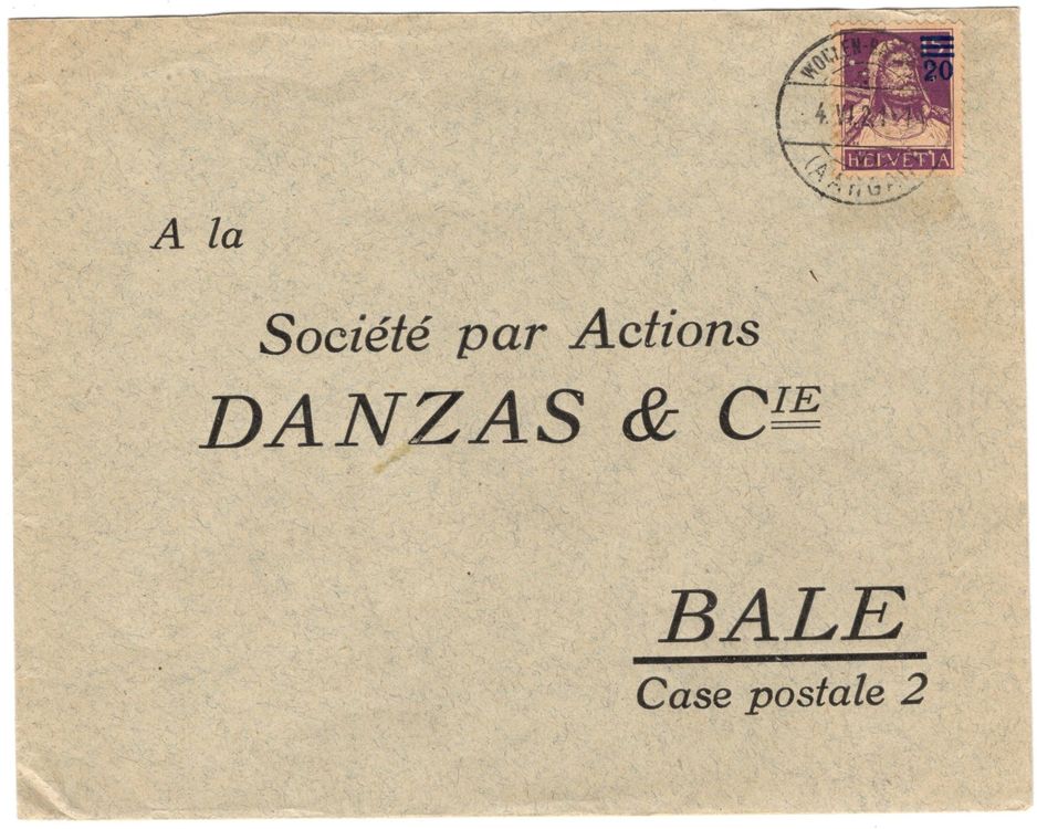 Perfin G.M/&Co auf Beleg von WOHLEN nach BASEL (Gebraucht) in Eglisau ...