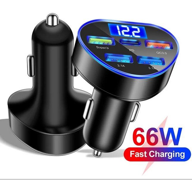 66W 7A Auto Ladegerät 5 Ports USB PD QC 3,0 Schnell Ladung | Kaufen auf Ricardo