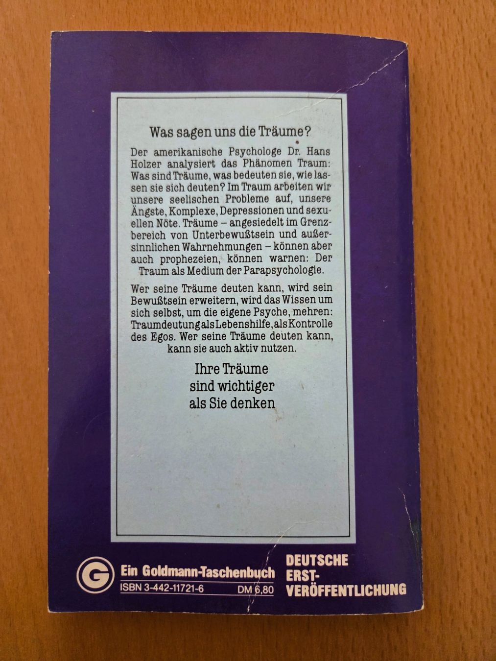 TRAUM DEUTUNG / TRÄUME UND IHRE BOTSCHAFT - HANS HOLZER (Gebraucht) in ...