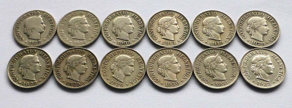 12x 10 Rp/cts. ab 1882 - 1933 , alles diverse Jahre / ans !! (Gebraucht) in Buochs für CHF 1 ...