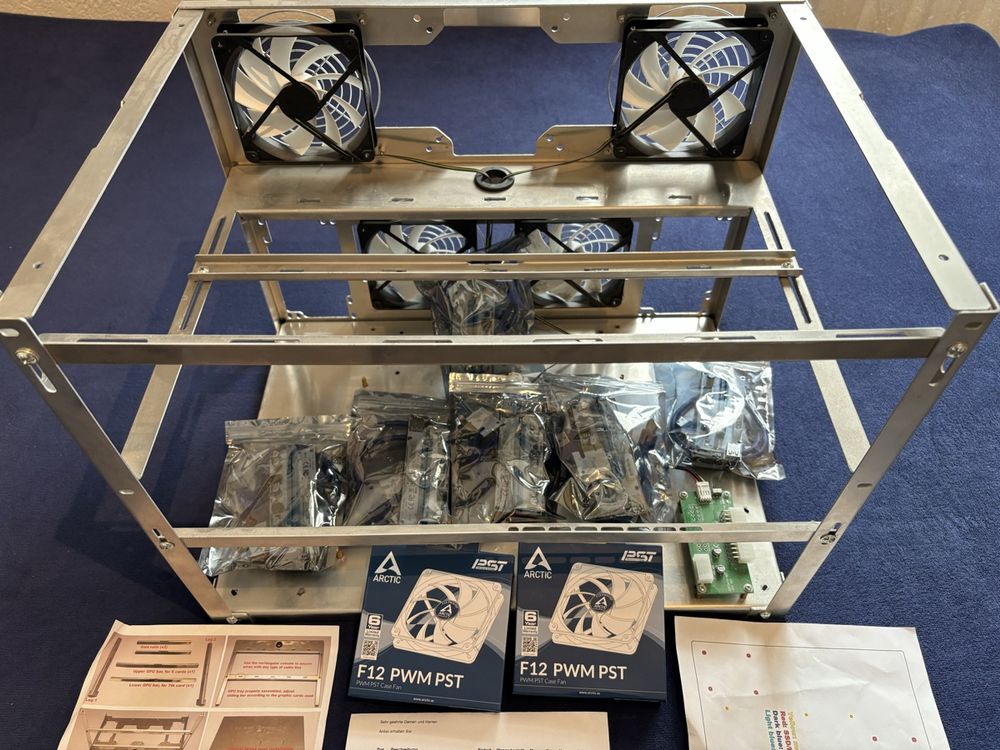 Mining Rig,6 Arctic Fans (2neu),6PCI Express USB 3 Riser(neu (Gebraucht ...