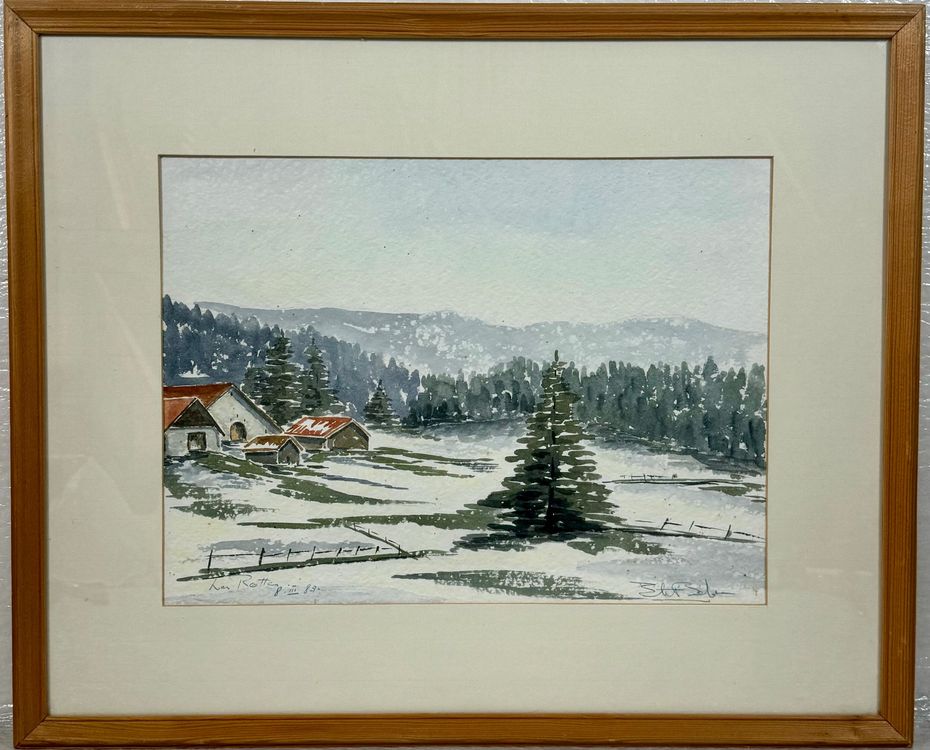 Winterlandschaft Aquarell unleserlich Signiert | Kaufen auf Ricardo