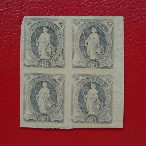 Stehende Helvetia: Probedruck 89A im Viererblock +KARTON. (Gebraucht) in Sursee für CHF 300 ...