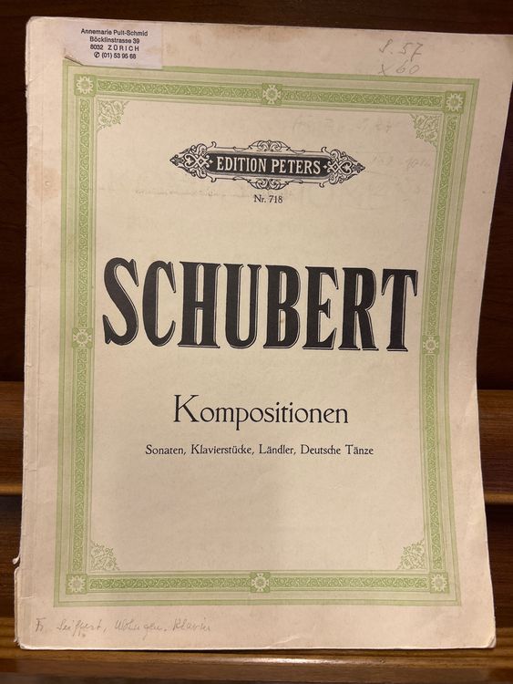 Schubert: Kompositionen - Noten für Klavier, Edition Peters (Gebraucht ...