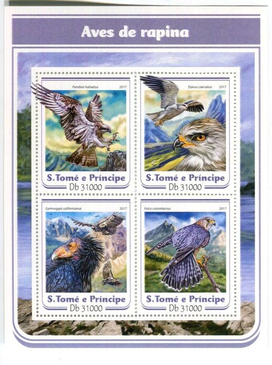 Block "Fischadler, Merlin, Gleitaar". São Tomé und Príncipe (Neu und ...