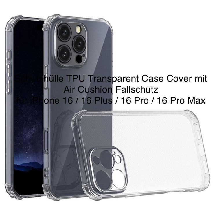 iPhone 16 Pro Max Schutzhülle Soft Hybrid Cover Transparent (Neu und ...