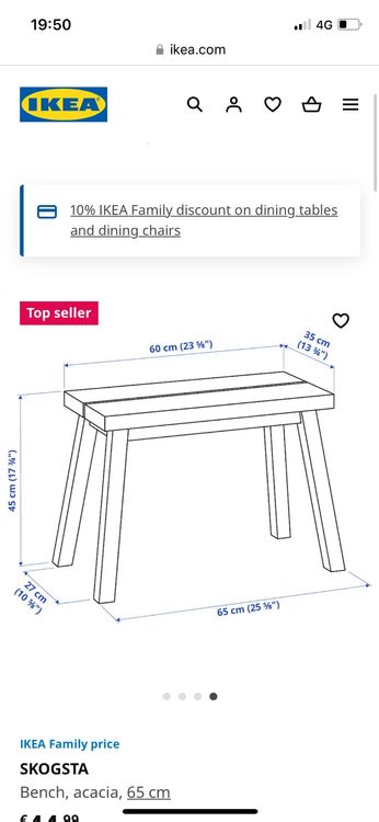 ikea skogsta bank massivholzbank bänkli oder Hocker (Gebraucht) in ...