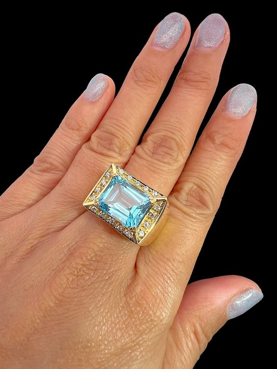 Topaz 6ct Diamanten 0.2ct Ring 18k Gelbgold Grösse 57 *S1004 | Kaufen auf Ricardo