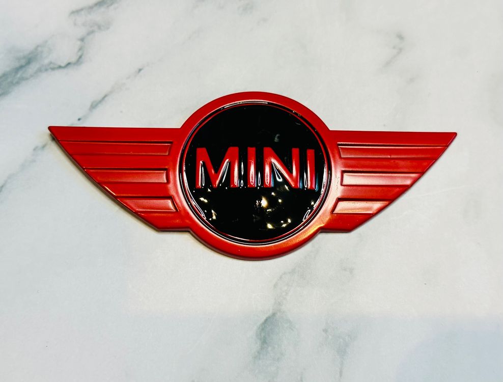Mini Schriftzug Aufkleber Emblem Logo Metall Rot/Schwarz NEU (Neu und ...