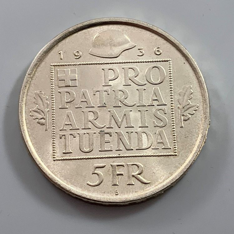 5 Franken Wehranleihe 1936 Silber (Gebraucht) in Reitnau für CHF 10 – mit Lieferung auf Ricardo ...
