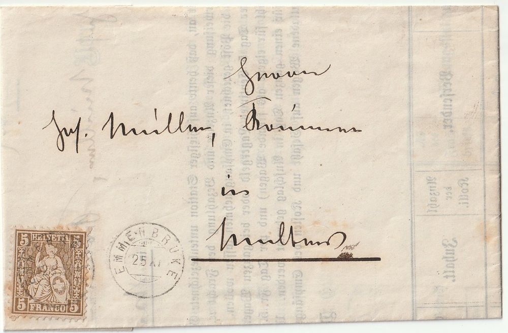 Beleg mit Zwergstempel Emmenbrücke 25 XI (Gebraucht) in Kradolf für CHF 43 – mit Lieferung auf ...