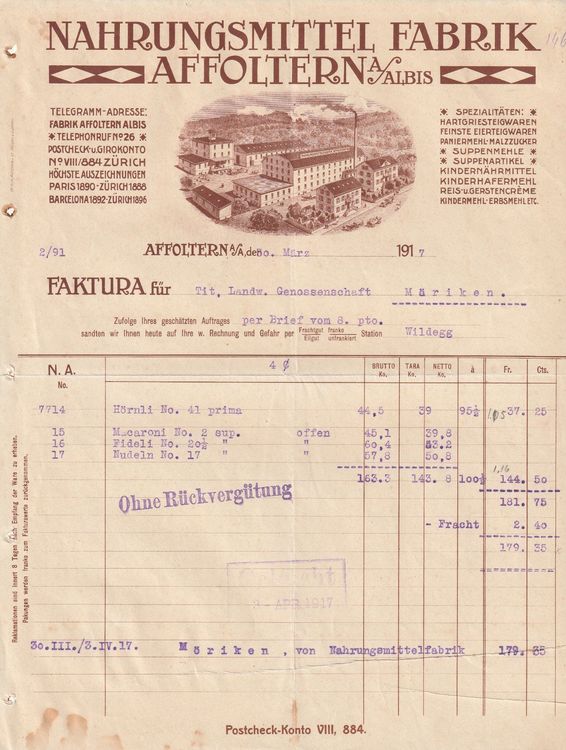 Litho Briefkopf Affoltern 1917 | Kaufen auf Ricardo