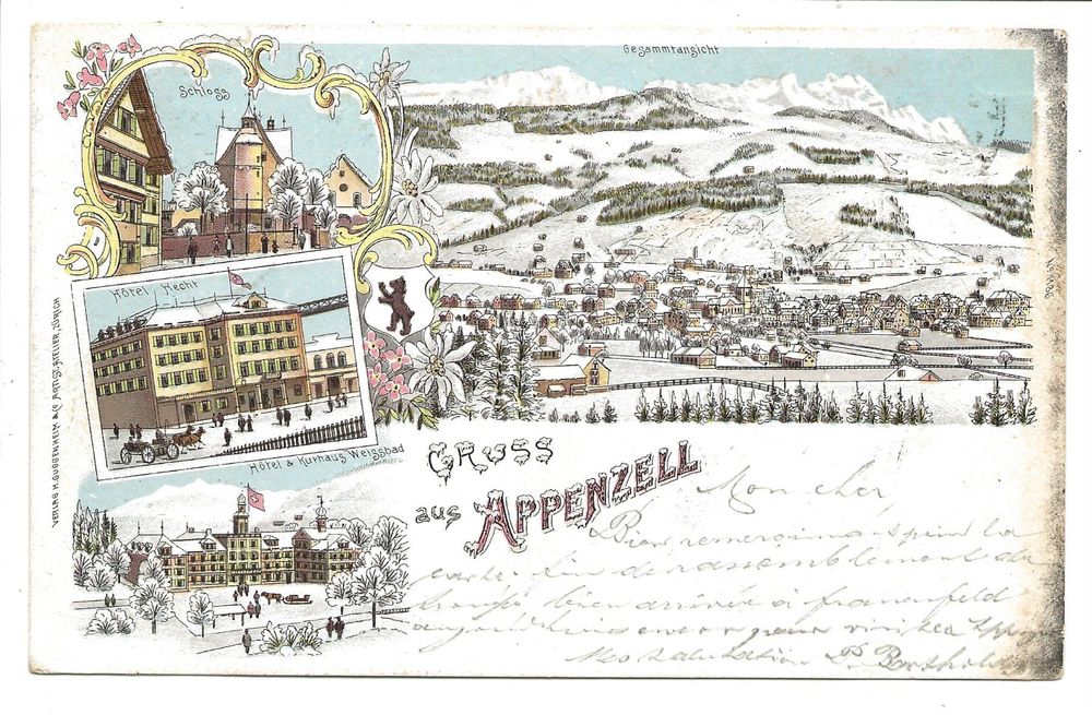 Gruss aus Appenzell (AI) seltene Winter-Litho - 1900 - rar ! | Acheter sur Ricardo