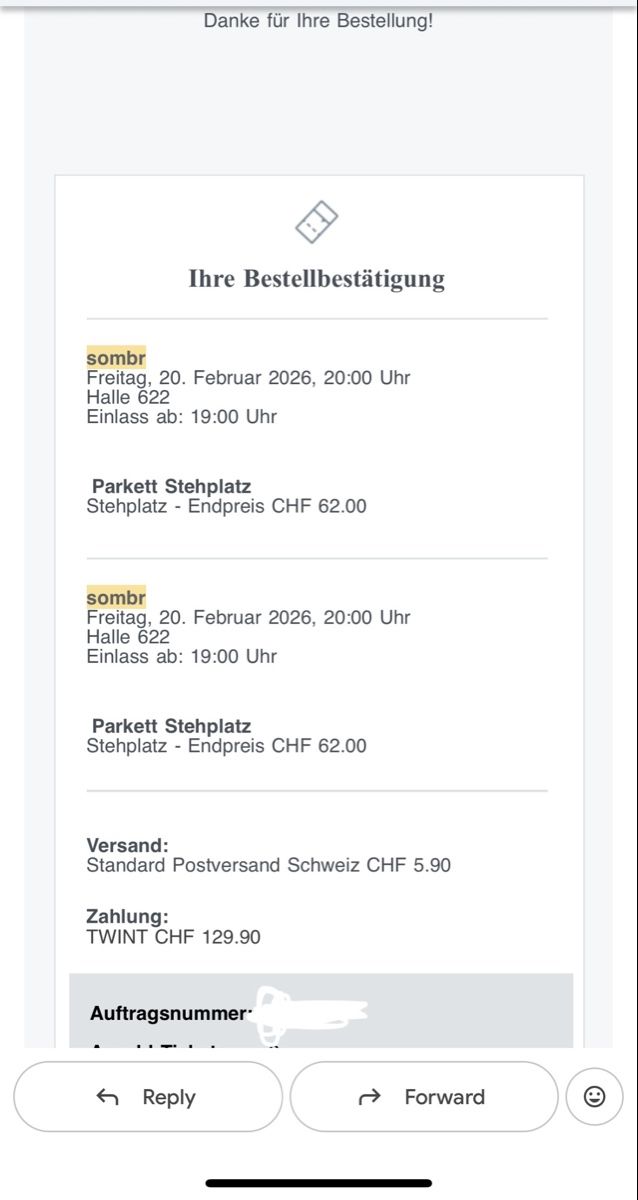 Sombr Konzertticket für Zürich, 20. Februar 2026 (Neu und ...