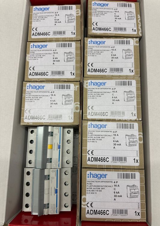 Fehlerstrom-Leitungsschutzschalter Hager ADM466C 4P 6kA C-16 | Acheter sur Ricardo