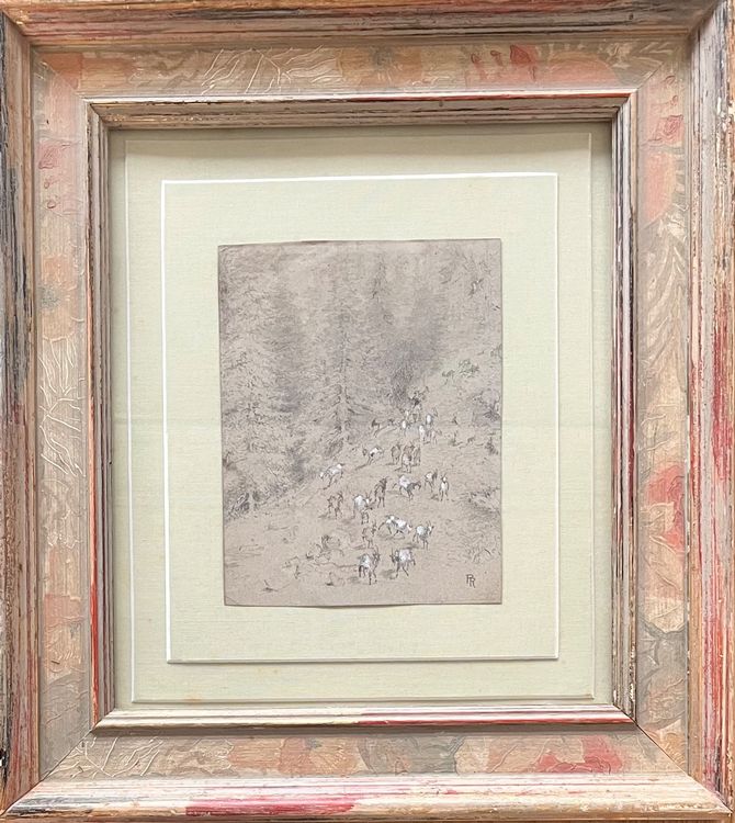 Rodolphe Piguet (1840-1915) Aquarell von Ziegen (Gebraucht) in Root für ...