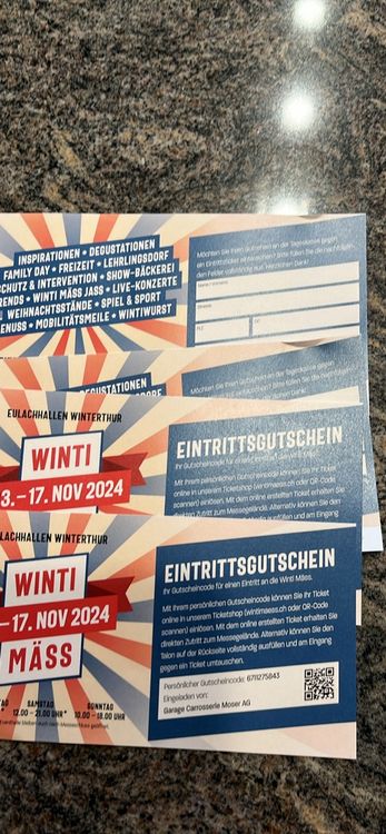 Winti Mäss Ticket 4 x (Neu und originalverpackt) in Neftenbach für CHF ...