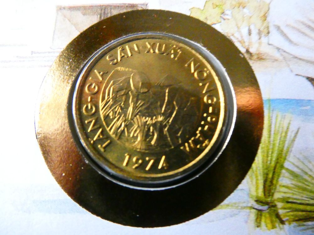 Vietnam 1974, 10 Dong - unzirkuliert Münzbrief (Neu (gemäss Beschreibung)) in Hinterforst für ...