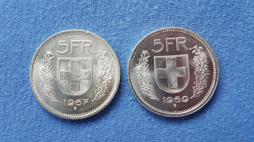 2 x 5 Franken Silbermünzen 60ger Jahre ab nur 1 Franken!! | Kaufen auf Ricardo