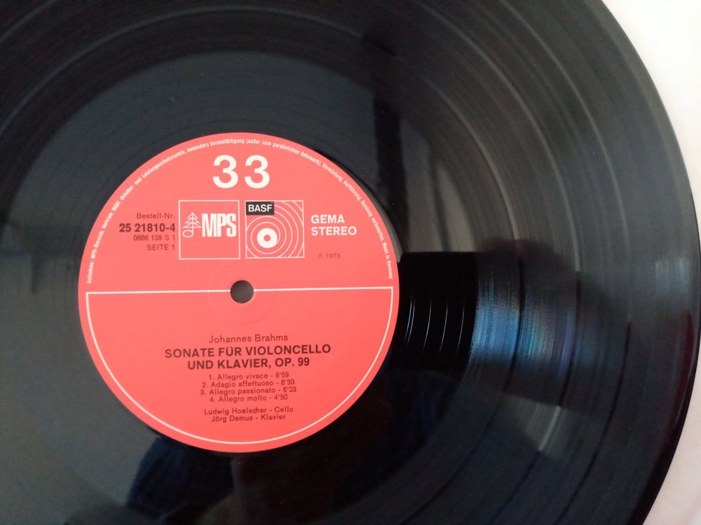BRAHMS: Cello-Sonaten; Ludwig HOELSCHER, Jörg DEMUS; LP BASF (Gebraucht) in Möriken AG für CHF ...