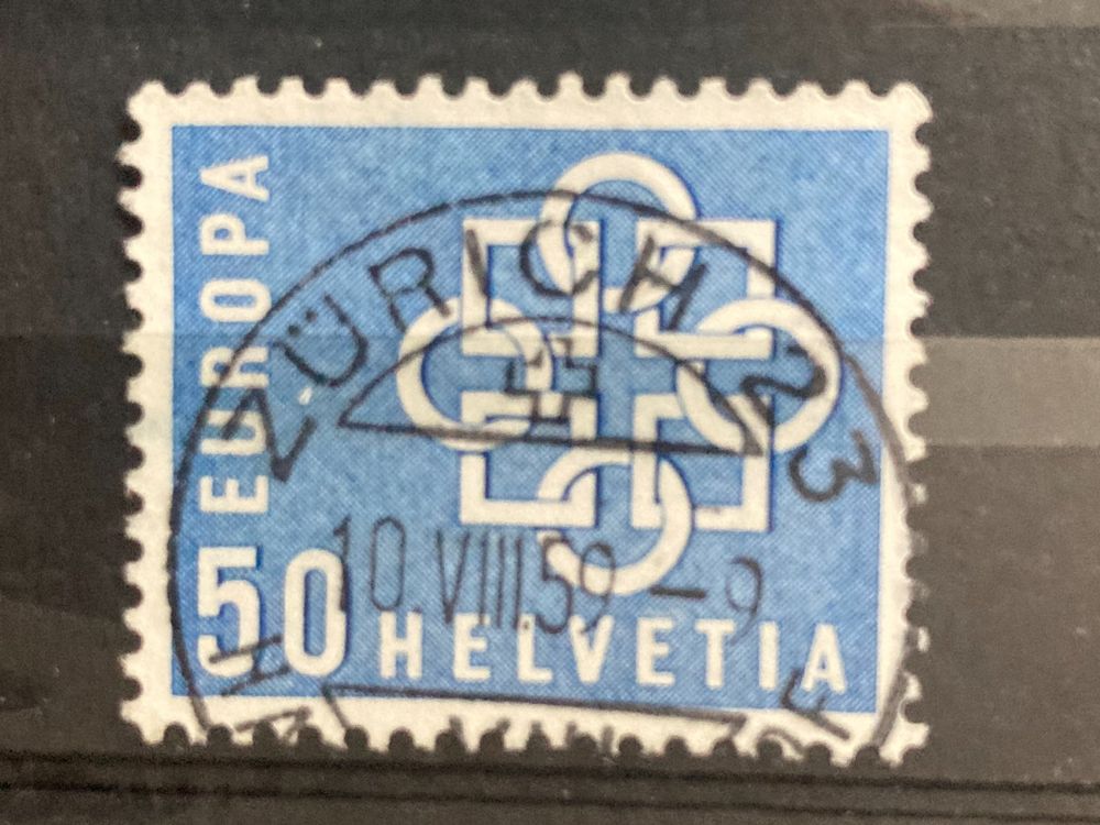 Schweiz 1959 Europa 50 Rp. Vollstempel Zürich 23 10.8.59 (Gebraucht) in Liestal für CHF 1 – mit ...