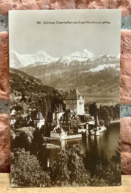 Alte AK - SCHLOSS OBERHOFEN Thunersee Eiger Mönch & Jungfrau (Gebraucht) in Root für CHF 1 – mit ...