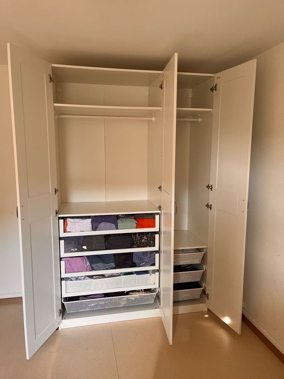 IKEA PAX Kleiderschrank 150x58x236 weiß mit Glas-Schubladen (Gebraucht ...