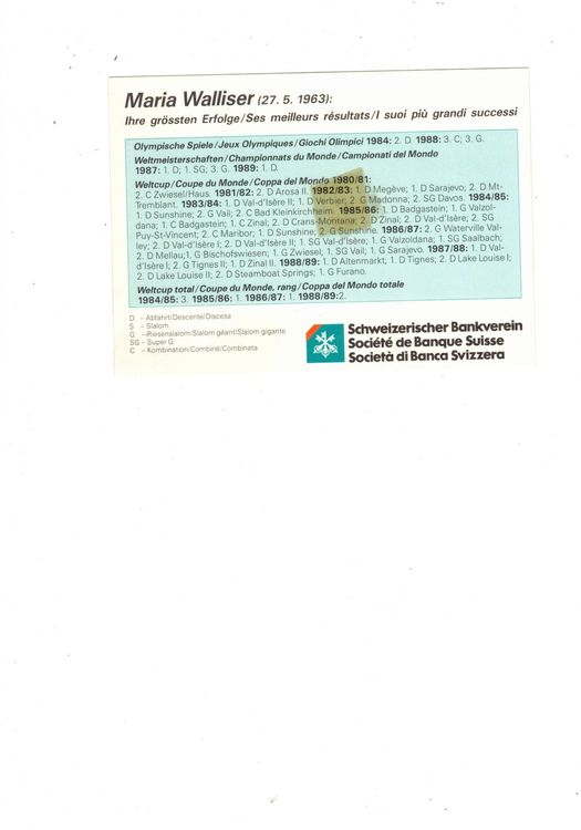Autogramm Ski Alpin Maria WALLISER Mosnang Briefmarken | Kaufen auf Ricardo