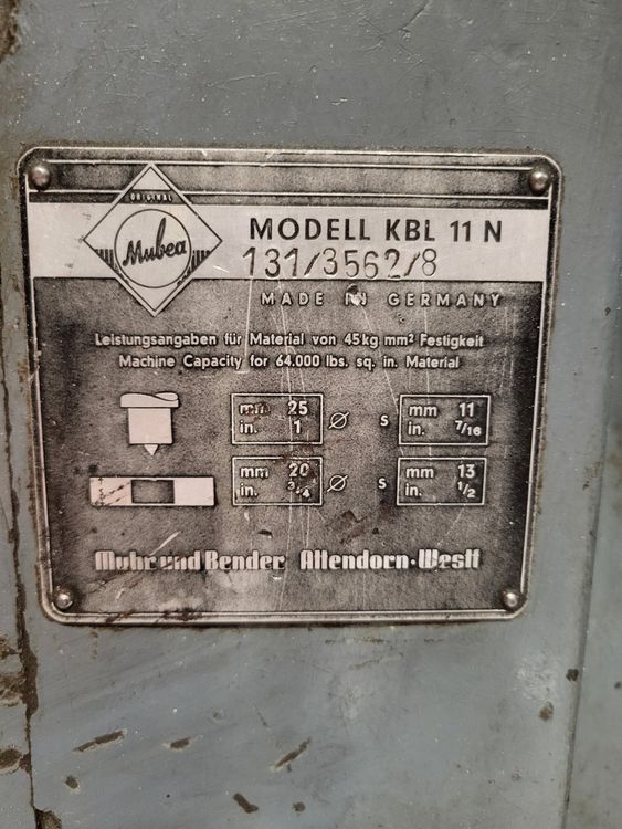 Stanzmaschine Mubea KBL 11 N ink. Werkzeuge (Gebraucht) in Rothenburg für CHF 1000 – nur ...