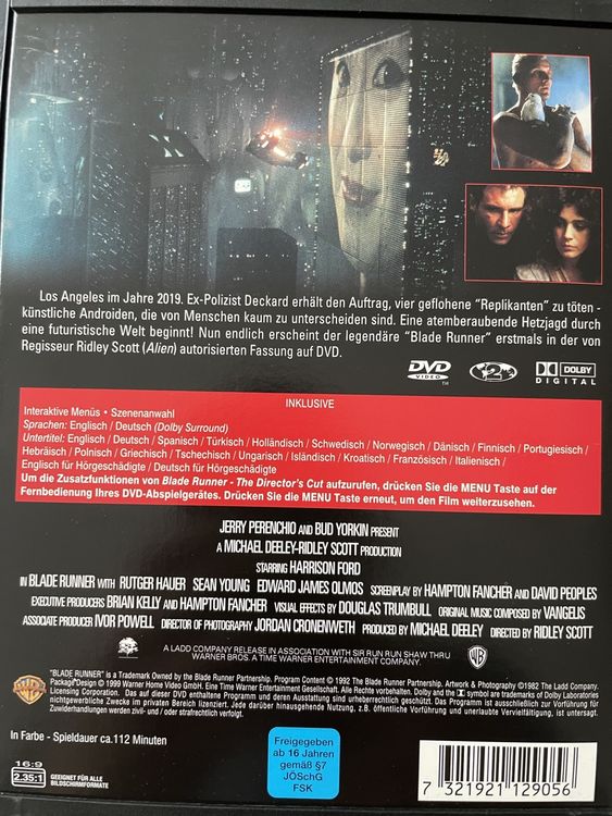 Blade Runner Warner Bros. Special Edition DVD limitiert (Neu (gemäss ...