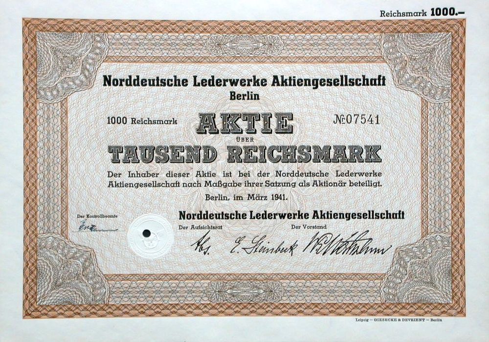 Norddeutsche Lederwerke AG, Berlin - 1941 (Gebraucht) in Solothurn für ...