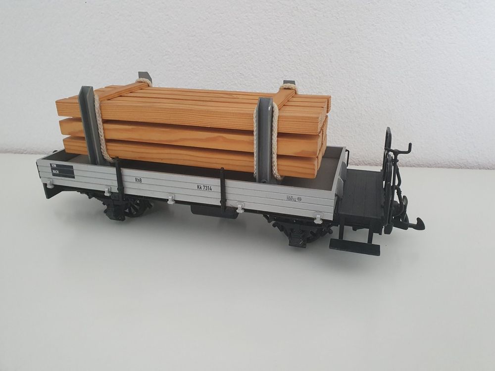 LGB 40090 RhB Niederbordwagen Kk 7314 mit Kantholz beladen (Gebraucht ...