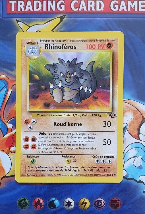 Carte Pokémon Rhinoféros (Jungle) 45/64 (fr) (Neu (gemäss Beschreibung ...