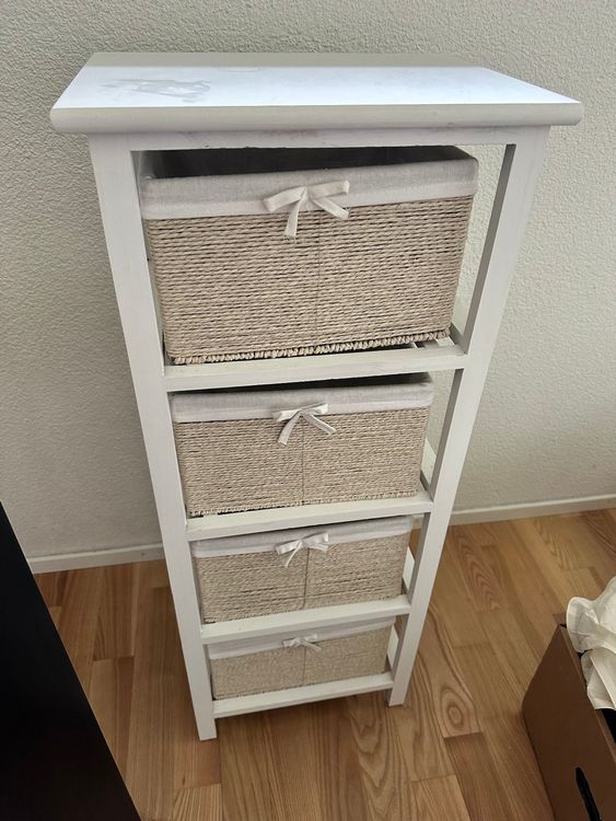 Weisses Regal mit 4 Körben | Kaufen auf Ricardo