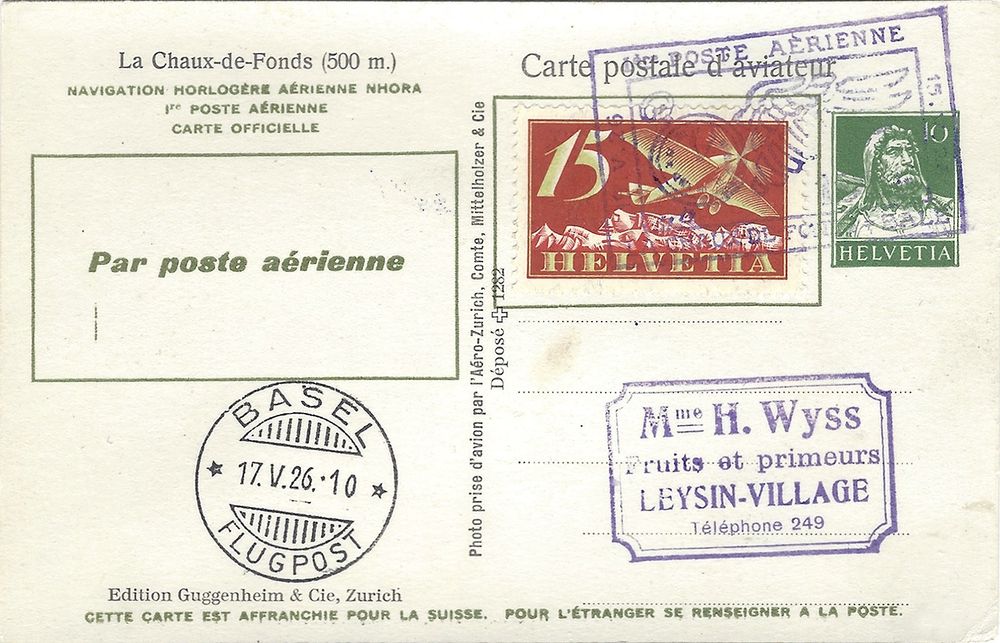 NHORA 1926 1ère poste aérienne La Chaux-de-Fonds:Bâle | Kaufen auf Ricardo