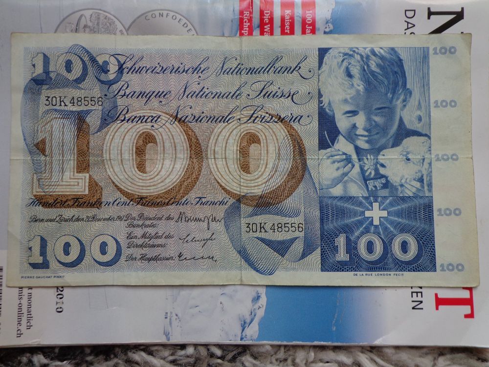Billet 100 Francs Suisse 21.12.1961 - Belle qualité (Gebraucht) in ...
