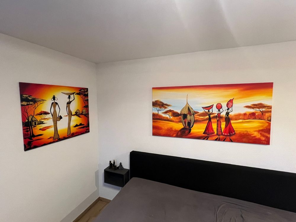 2 magnifiques tableaux ethniques africains sur toile (Neuf (Voir ...