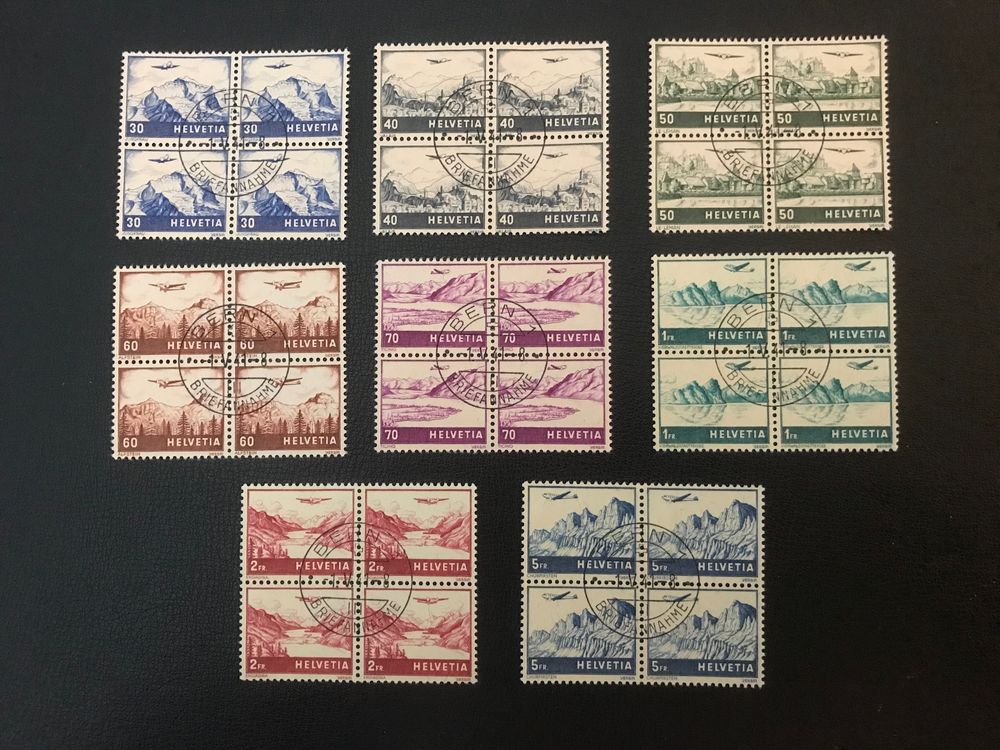 Landschaften und Flugzeuge 1941, Viererblöcke, ET-gestempelt | Kaufen auf Ricardo