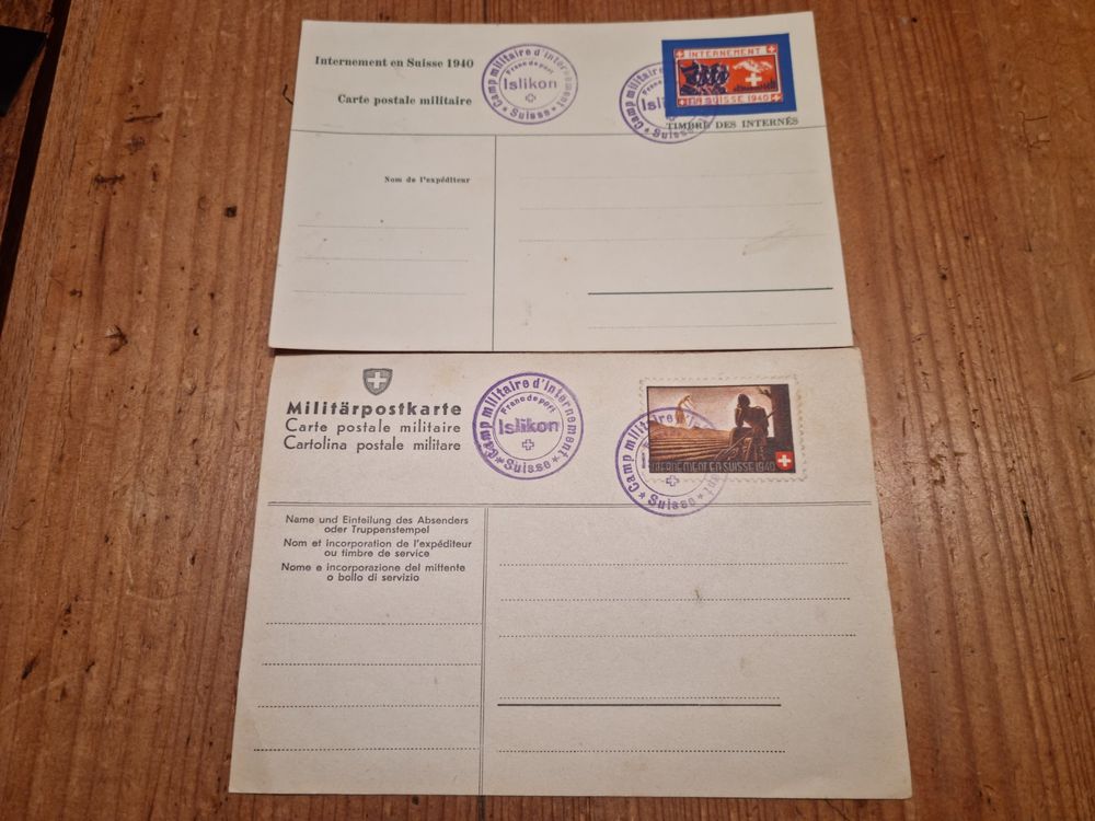 1940 2 Karten Internierung Islikon (Gebraucht) in Arni AG für CHF 6 – mit Lieferung auf Ricardo ...