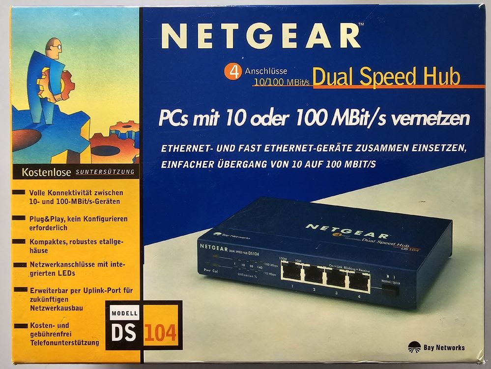 Netgear 10/100 4-Port Dual-Speed-Hub RJ-45 mit Uplink-Taste | Kaufen ...