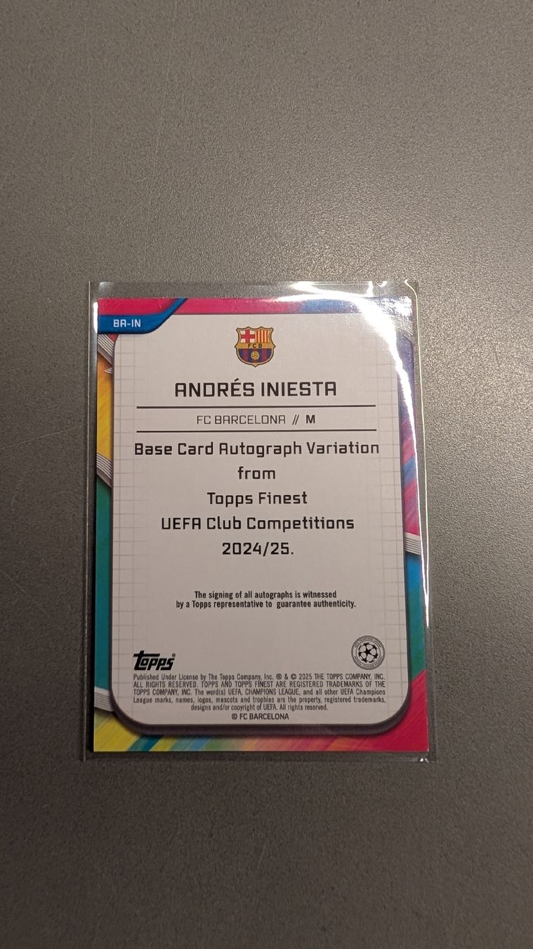 2024/25 Topps Finest Andrés Iniesta GOLD REFRACTOR AUTO /50 (Neu ...