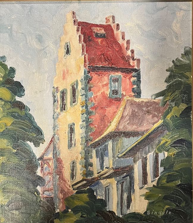 Dorf Ansicht Gemälde Signiert | Kaufen auf Ricardo