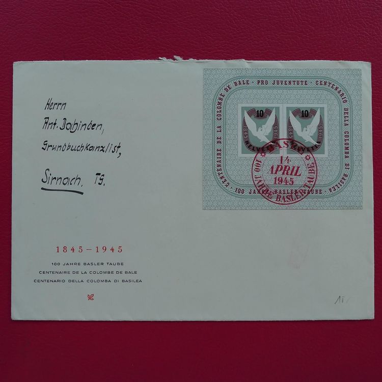 W23 Baslertaube-Block FDC SBK: 200.- | Kaufen auf Ricardo