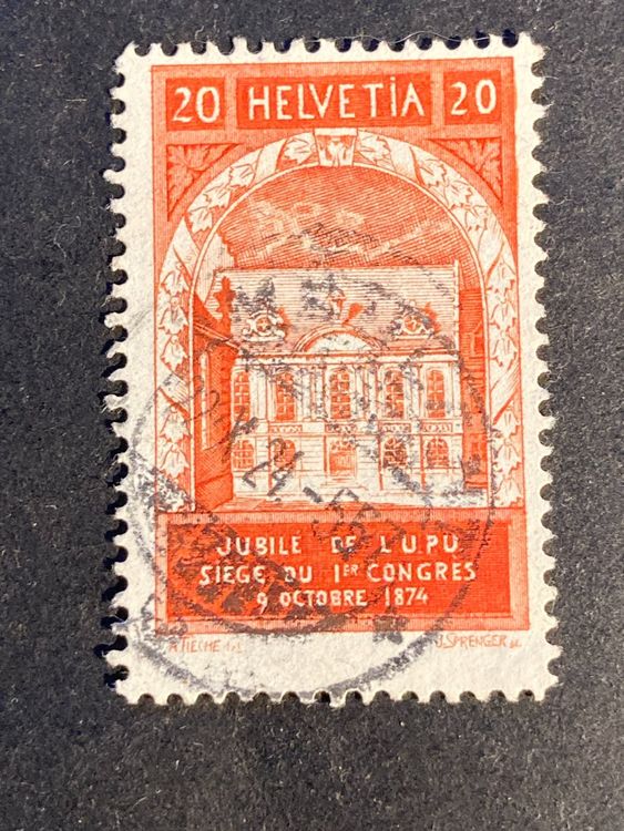 Schweiz 1924 UPU 20 Rp. Vollstempel AMBULANT 22.X.24 Zug 557 (Gebraucht) in Liestal für CHF 2 ...