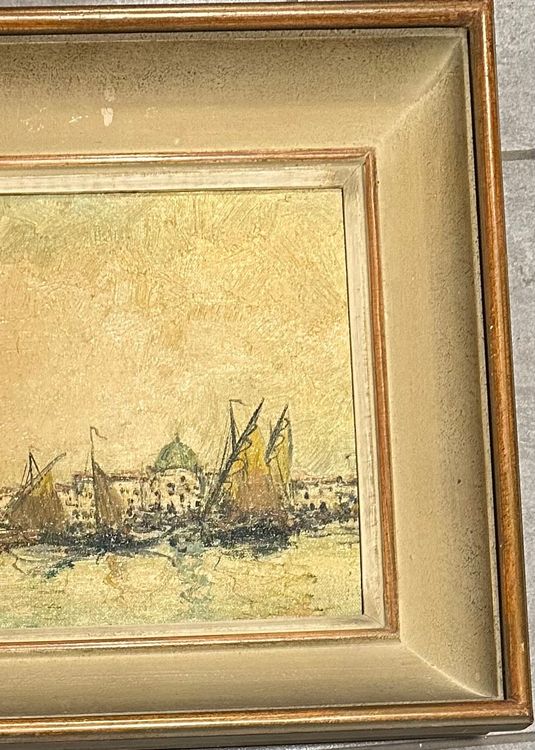 Hafen Szene Gemälde mit Booten Unl sig (Gebraucht) in Hochdorf für CHF 5 – mit Lieferung auf ...