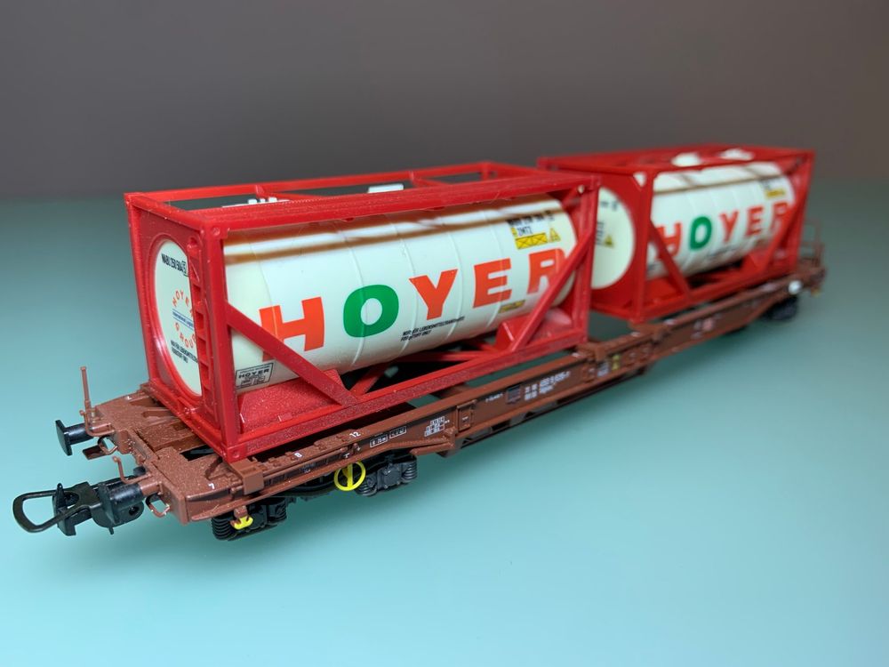 MÄRKLIN Containertragwgn beladen mit 2x Tankcontainern HOYER (Neu ...