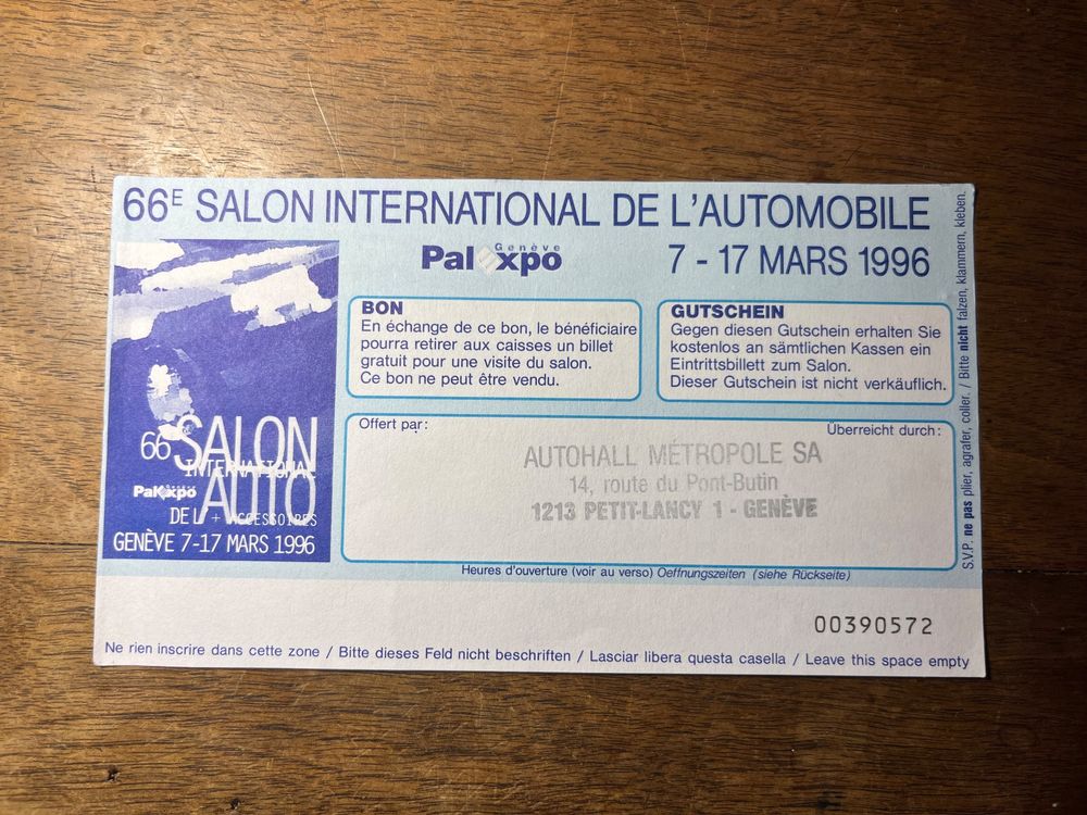 Salon Auto Geneve Ticket