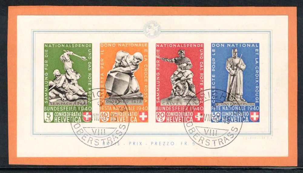 Pro Patria 1940 Block (Blocknr.2) gestempelt, signiert (Neu (gemäss Beschreibung)) in Nuglar für ...