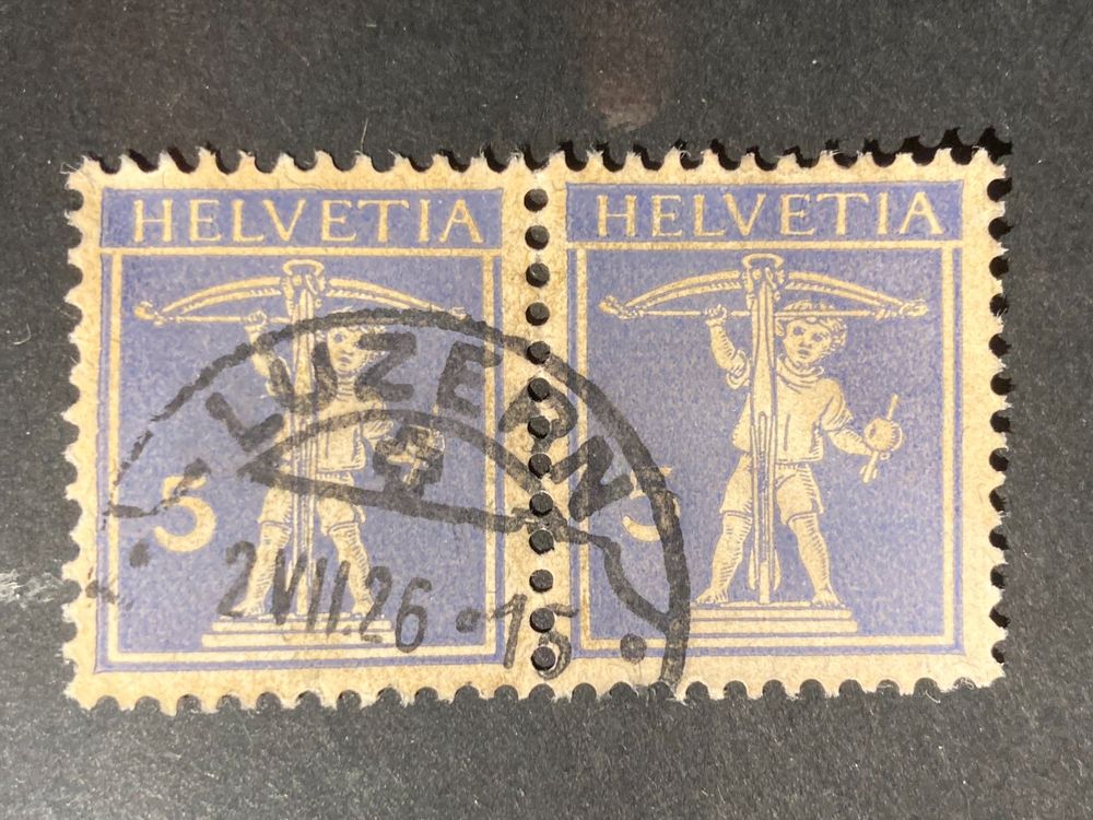 Schweiz 1926 Tellknabe 5Rp Vollstempel LUZERN Rasierklinge (Gebraucht) in Liestal für CHF 2 ...