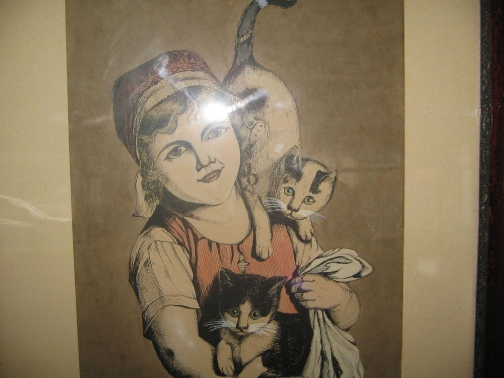 Müllheim, Mädchen mit Katzen 1908 (Gebraucht) in Pfyn für CHF 450 – nur ...